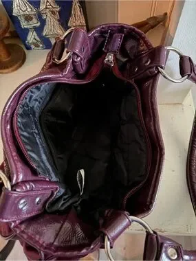 Betty Boop | Bags | Betty Boop Plum Patent Shoulder Bag With Stud ...